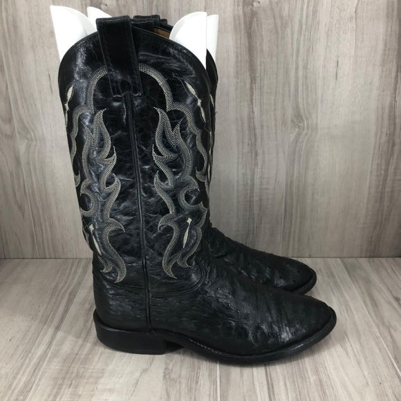 Tony Lama | Shoes | Tony Lama Boots Mens 8ee Black Ostrich Leather Pull ...